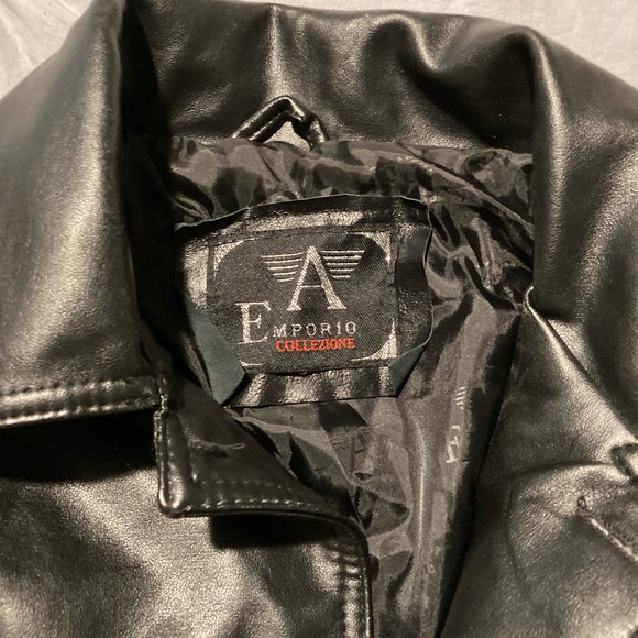Emporio Armani | Jackets & Coats | Mens Large Black Faux Leather ...
